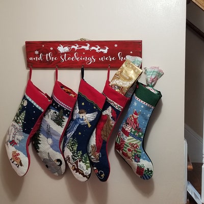 And the Stockings Were Hung Wooden Sign, Stocking Holder Sign, Wooden ...