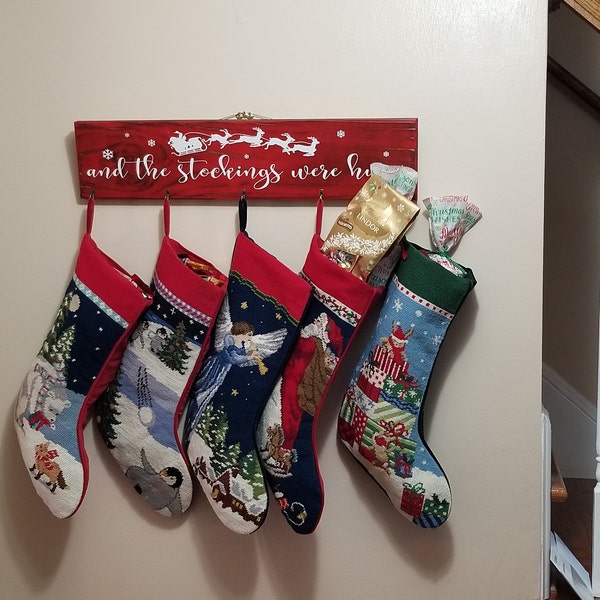 And the Stockings Were Hung Wooden Sign, Stocking Holder Sign, Wooden ...