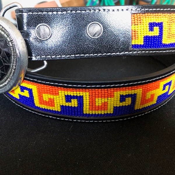 Personalized Leather Beaded Belt for Men/women, 20 Inches Bead Work, 1. ...
