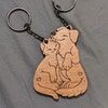 Dog and Cat Couple Keychains Friendship or Relationship Matching Wooden ...