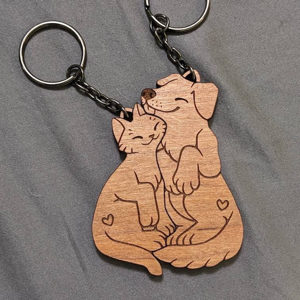 Dog and Cat Couple Keychains - Friendship or Relationship Matching ...