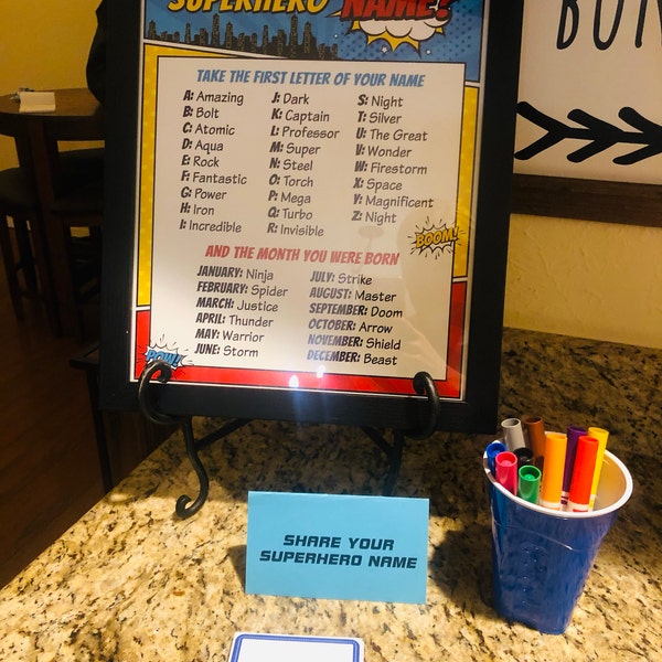 Superhero Party Sign, What's Your Superhero Name Sign, Superhero ...