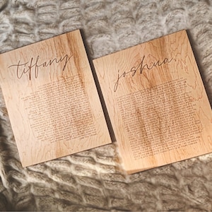 Wood Wedding Vows Set of TWO Custom Wall Hangings Modern Vows Art ...