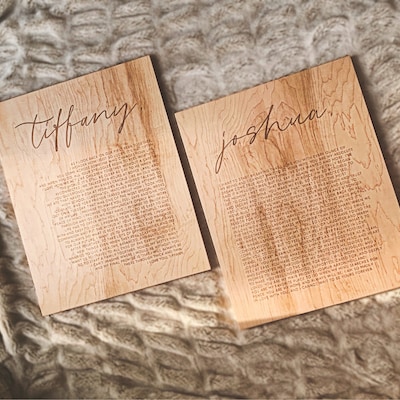 Wood Wedding Vows Set of TWO Custom Wall Hangings Modern Vows Art ...