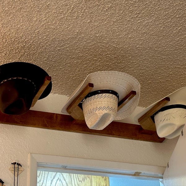 3 Hat Horizontal Wall Mount Western Cowboy Hat Rack. Alder Wood. Fits ...