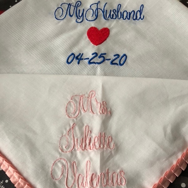 1) Embroidered Handkerchief Custom Phrase Lace Handkerchief Name ...