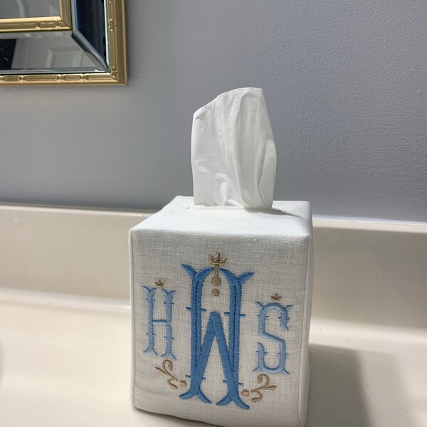 Monogrammed Tissue Box Cover/personalized Tissue Box Cover - Etsy