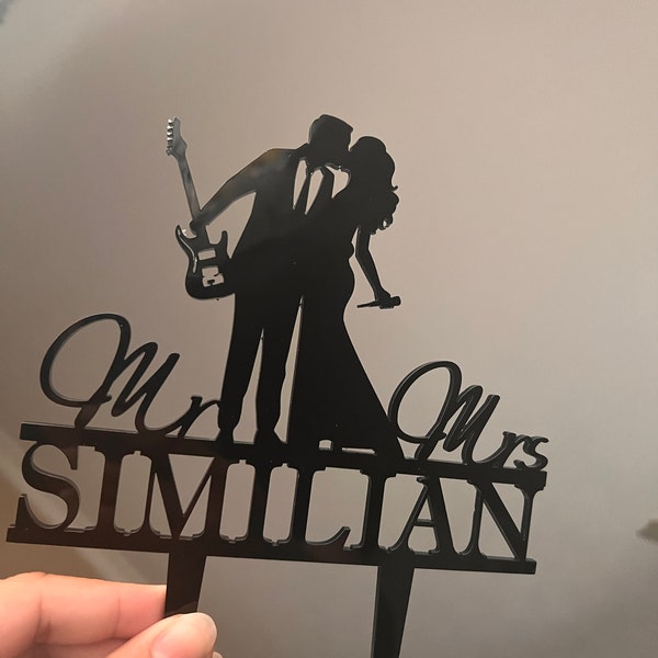 Guitar Player Wedding Cake Topper,musician and Bride Singer Cake Topper ...