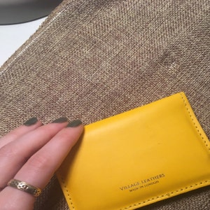 Yellow Leather Card Holder // Handmade Leather Shirt Wallet // Slim ...