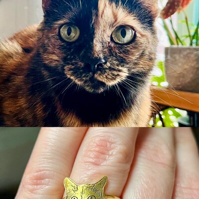 Custom Pet Portrait Ring Your Pet Ring Personalized Pet Ring Cat ...