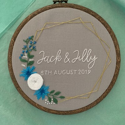 Custom Wedding Anniversary Embroidery Hoop Cotton Anniversary Gift Art ...
