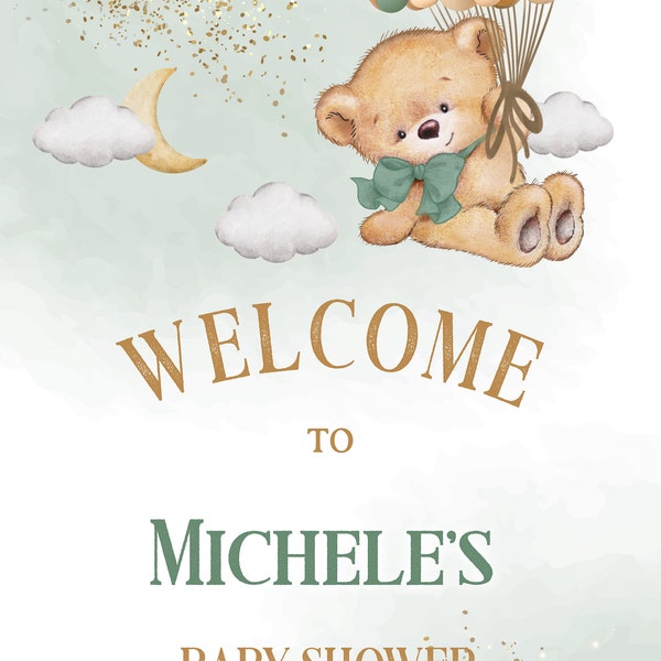Bear Welcome Baby Shower Sign, Bear Sign, Welcome Poster Bear Sign ...