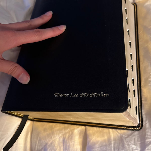 Personalized ESV Thinline Bible - Full Grain Genuine Leather Deep Brown ...