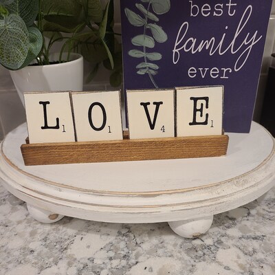 Tiered Tray Scrabble Tiles With Wooden Tray. Made to Order, Custom ...