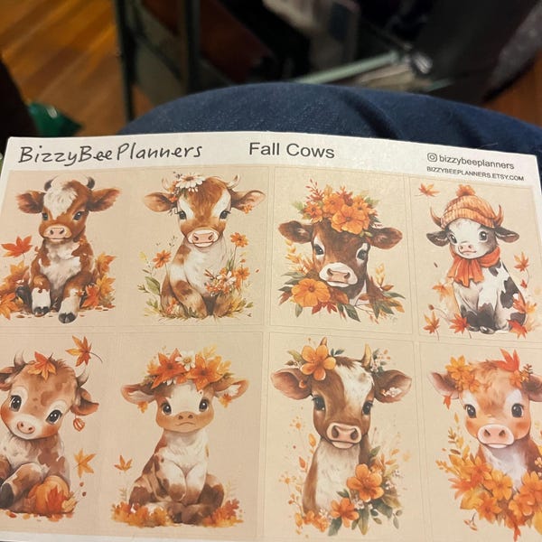 Fall Cows Standard Vertical Weekly Kit- Vertical Planner Sticker Kit ...