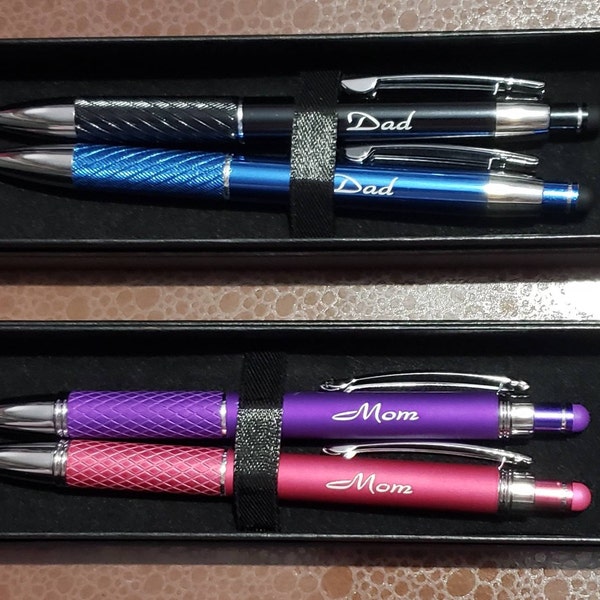Personalized Pens Gift Set 2 Pack Rose Gold Soft Touch Metal Pens W ...