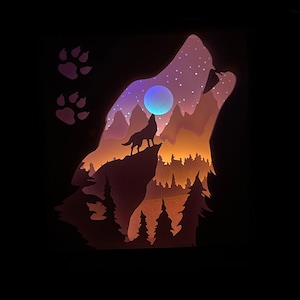 Wolf Shadow Box Files, Paper Cut Light Box Template Files, Shadow Box ...