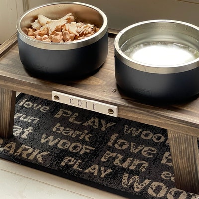 Modern Elevated Dog Feeder Pretty Girl Dog Bowl Stand Personalized ...