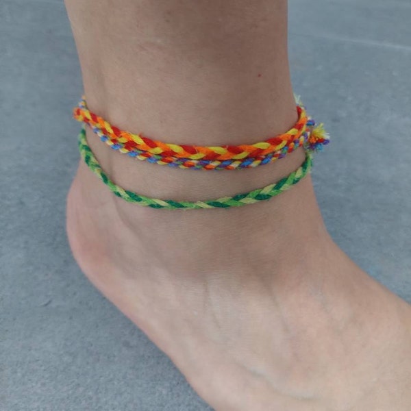 Set of 5 Thin Adjustable Friendship Bracelet/anklet/wristband - Etsy
