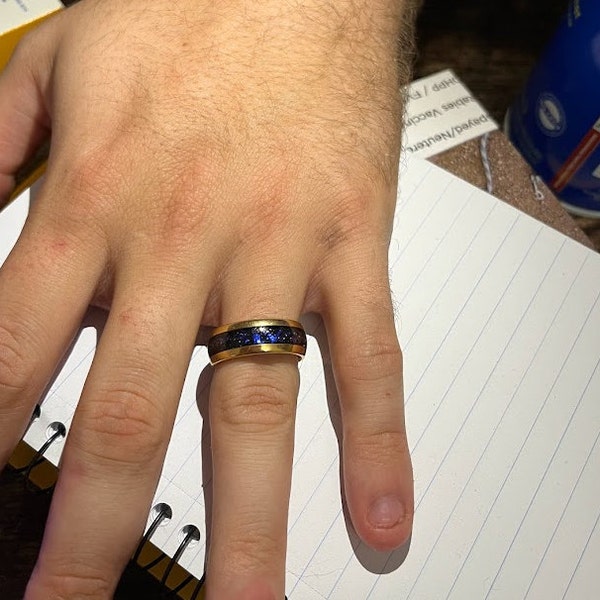 Orion Nebula Couples Ring Set Gold, His and Her Wedding Band, Sapphire ...