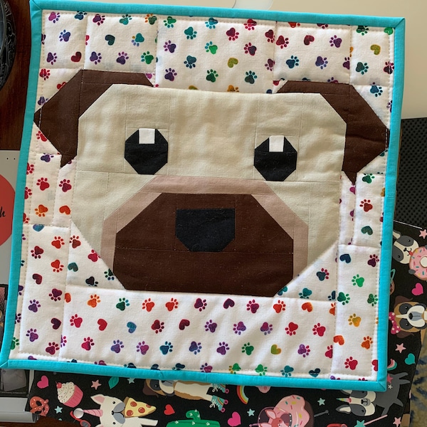 Pug Dog Puppy Quilt Block PDF Pattern - Includes Instructions for 6 ...