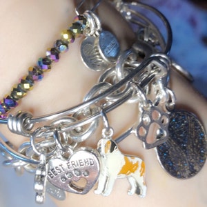 English Springer Spaniel Charm Bangle Bracelet, Dog Charm Bracelet, Pet ...
