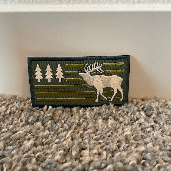 Elk Patch - American Flag - Hunting - PNW - Pacific Northwest - USA ...