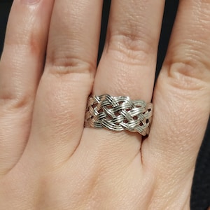 Woven Textured Ring, Intertwined Bands, Sterling Silver Hammered Ring ...
