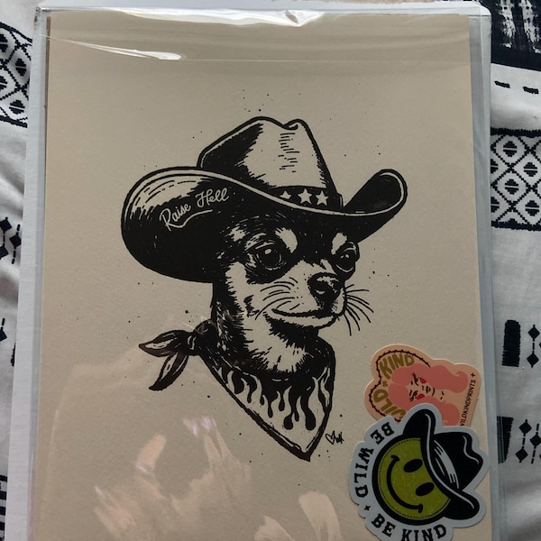 Raisin Hell Cowdog, Giclée Fine Art Print, Western Dog Art, Vintage ...