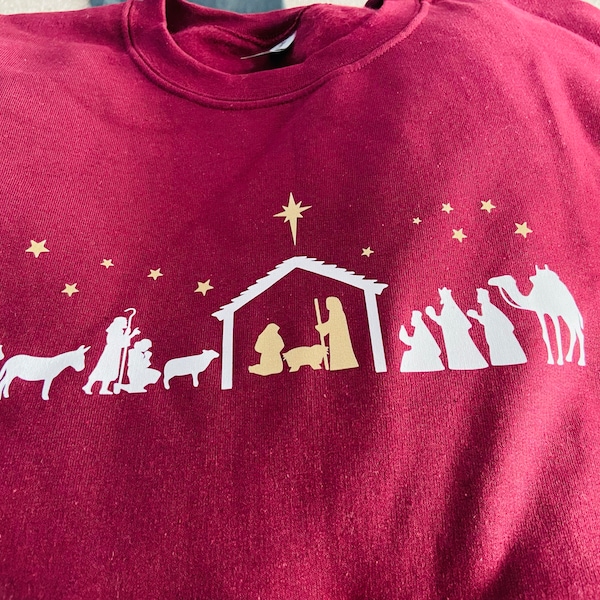 Nativity Sweatshirt, Christmas Sweatshirt, Jesus Sweatshirt, Christmas ...