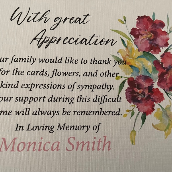Personalized Funeral Thank You Cards With Cardinals FLAT Cards Red Bird ...