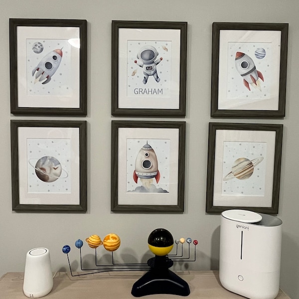Outer Space Boy's Room Decor, Space Rockets Nursery Art, Outer Space ...
