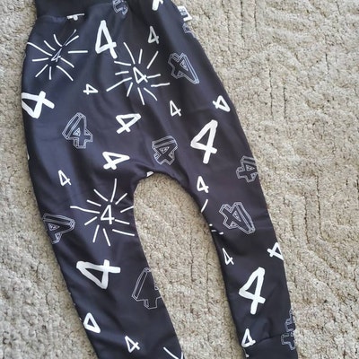 4 Black and White Number Four Print PANTS or SHORTS ONLY, Toddler Boy ...