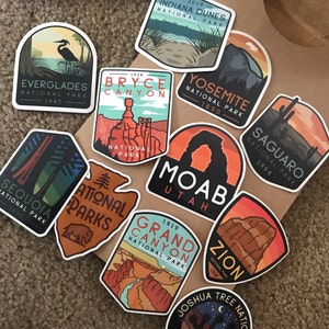 National Park Sticker Set Waterproof Vinyl Sticker, UV Resistant NP ...