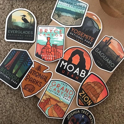 National Park Sticker Set Waterproof Vinyl Sticker, UV Resistant NP ...