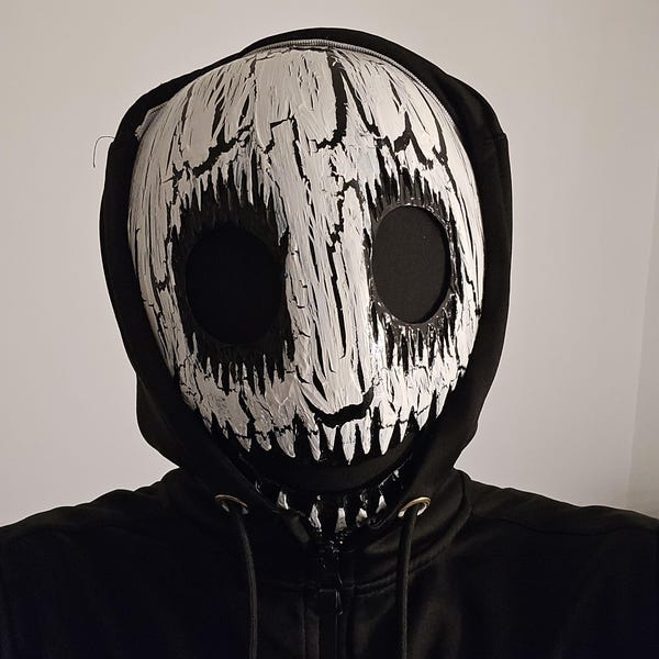 White Smile Mask With Black Cracks - Etsy