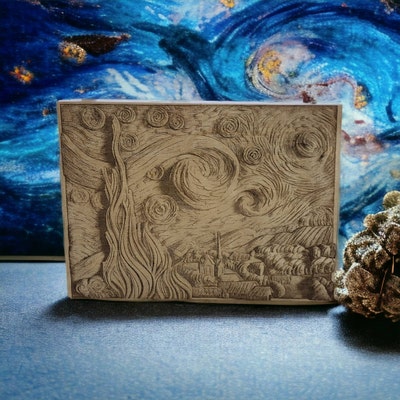 Digital Design File Van Gogh Starry Night Glowforge Laser Ready Engrave ...