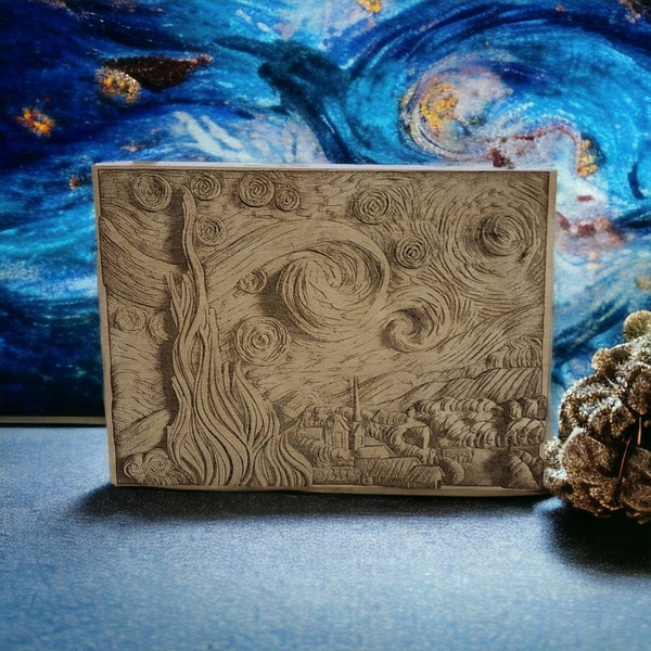 Digital Design File - Van Gogh Starry Night - Glowforge - Laser Ready ...