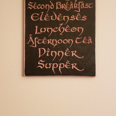 Hobbit Daily Meals Menu Second Breakfast Rustic Distressed Engraved ...