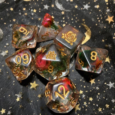 Rose Bud Dnd Dice Set, Rose Dice, Flower Dice, Game Dice Set for ...