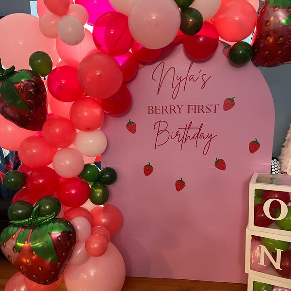 Berry First Birthday Decal - Happy Birthday Party Backdrop - First ...