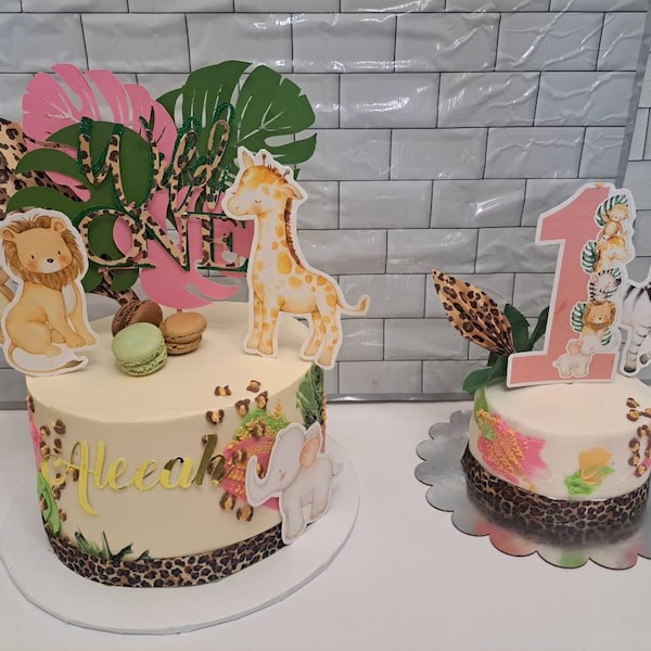 PRINTABLE Jungle Number 1 Cake Topper Jungle First Birthday Cake Topper ...
