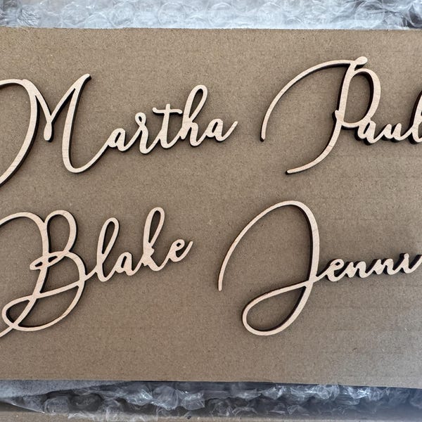 Wedding Name Card Laser Cut Wood Names Custom Laser Cut Name Signs ...