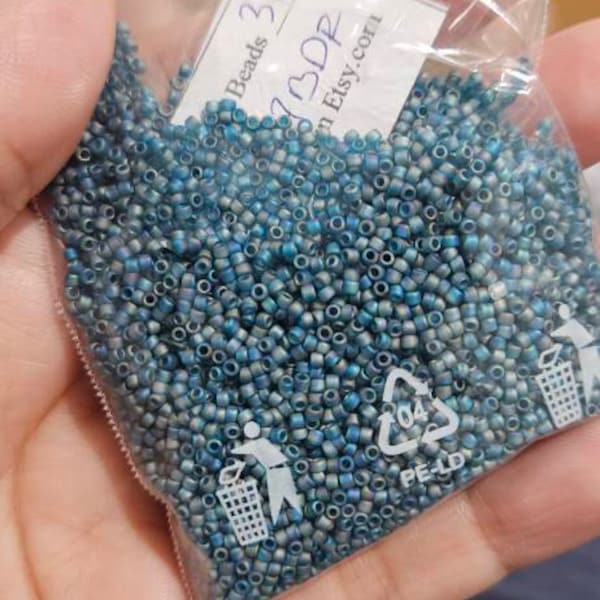 10g Toho Beads 15/0 Inside Color Matte Frosted Aqua Blue Purple Lined ...