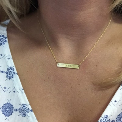 Personalized Gold Bar Necklace , Bar Necklace, Engraved Necklace ...