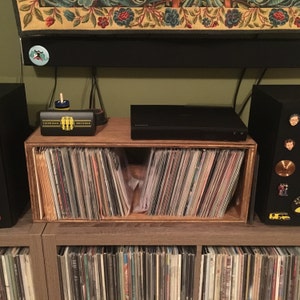 45 RPM 21 1/2 Deep Vinyl Record Storage and Display Crate Natural ...