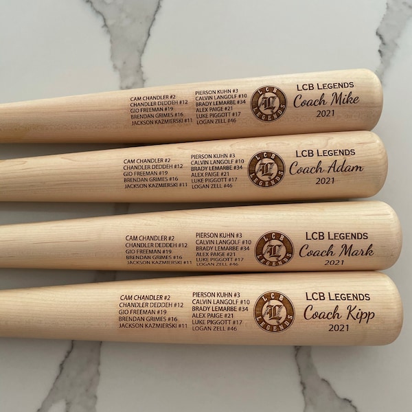 Engraved Maple Baseball Bat: Custom Coach Gift - Etsy