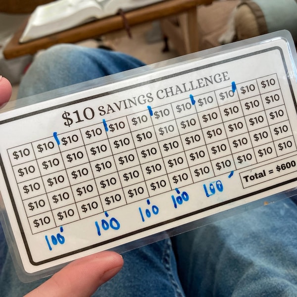 Savings Challenge Envelope, Laminated Savings Tracker, Zipper Cash ...