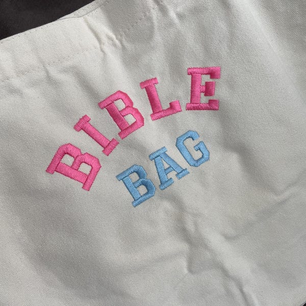 Canvas Bible Bag | Embroidered Bible Tote Bag Christian Collegiate Bag ...