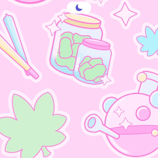 Kawaii 420 Digital Phone Wallpaper Cute Marijuana Phone Background, 420 ...